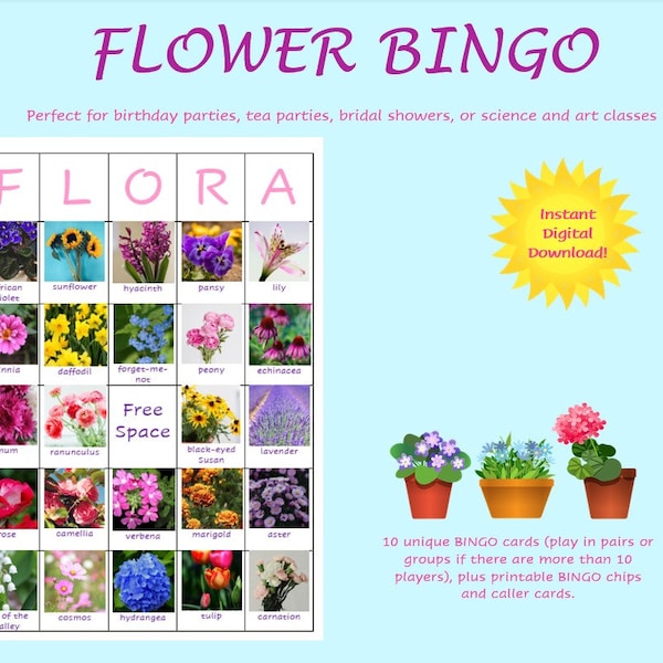 Flower Bingo - Etsy
