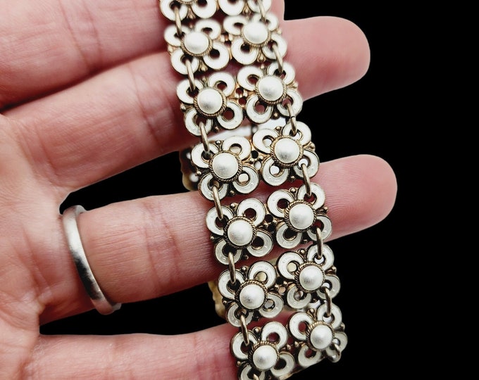 DAVID ANDERSEN, Norway, Gold Washed Sterling Bracelet With Glass Pearls ...