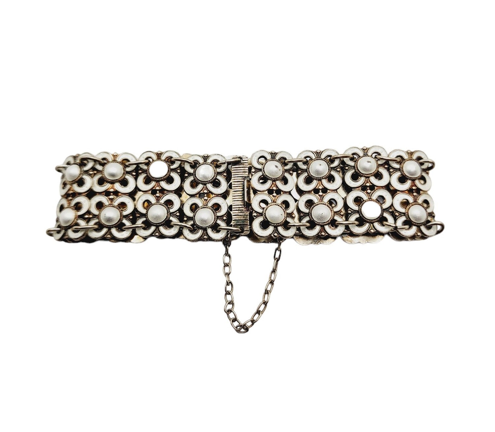 DAVID ANDERSEN, Norway, Gold Washed Sterling Bracelet With Glass Pearls ...