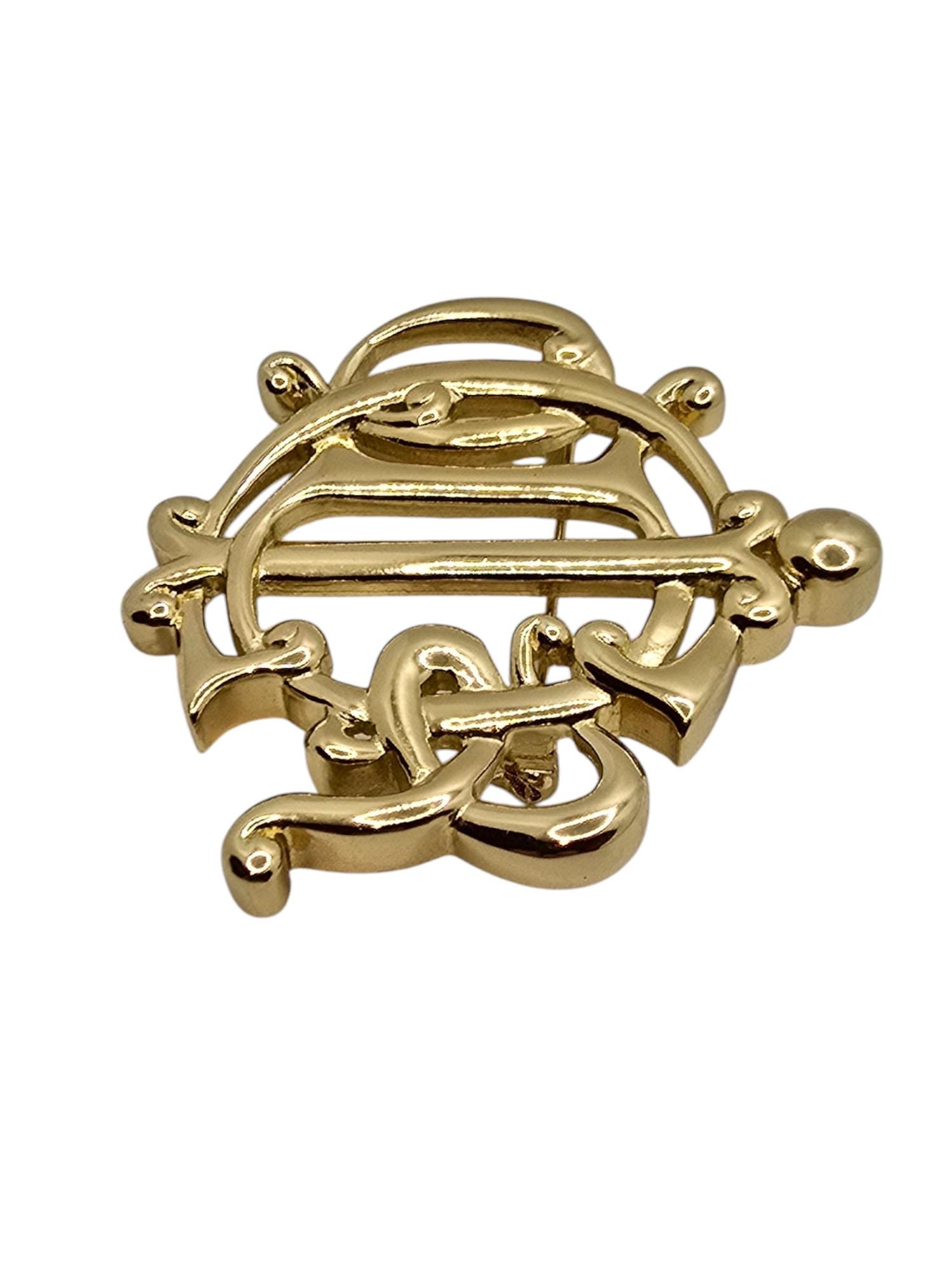 Christian Dior Gold Insignia Crest Logo Monogram Brooch Pin Authentic ...