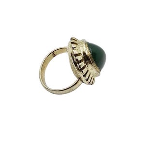 Vintage Whiting & Davis Green Stone Ring Victorian Revival Gold Tone - Etsy