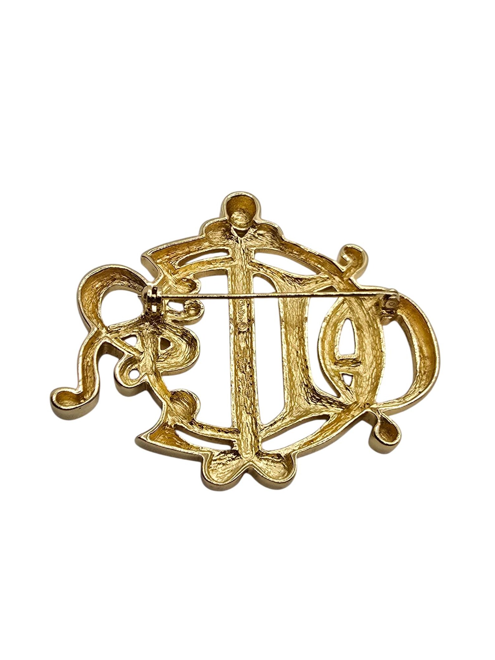 Christian Dior Gold Insignia Crest Logo Monogram Brooch Pin Authentic ...