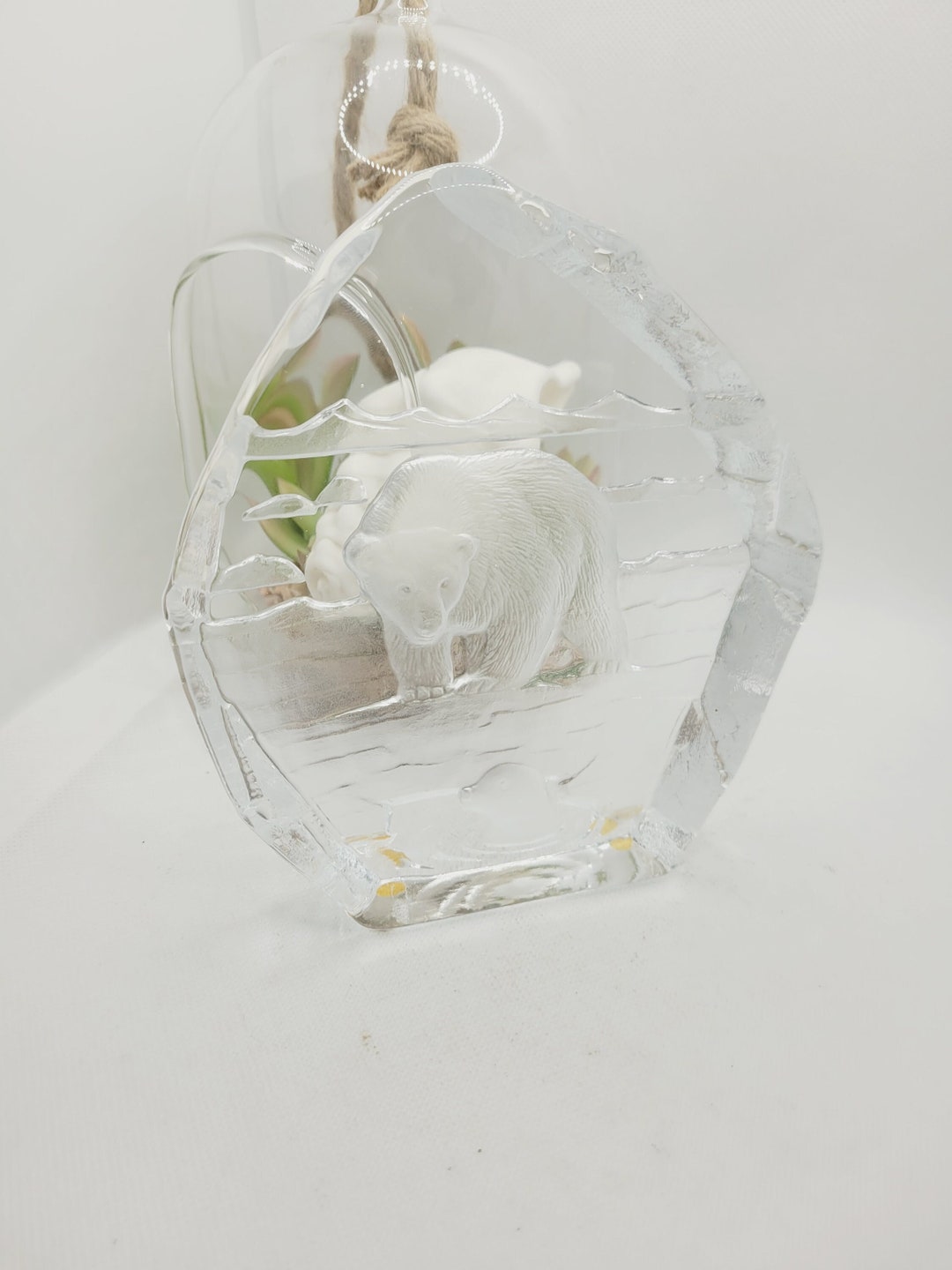Nybro Sweden Handmade Crystal Glass Iceberg Polar Bear Sculpture - Etsy ...