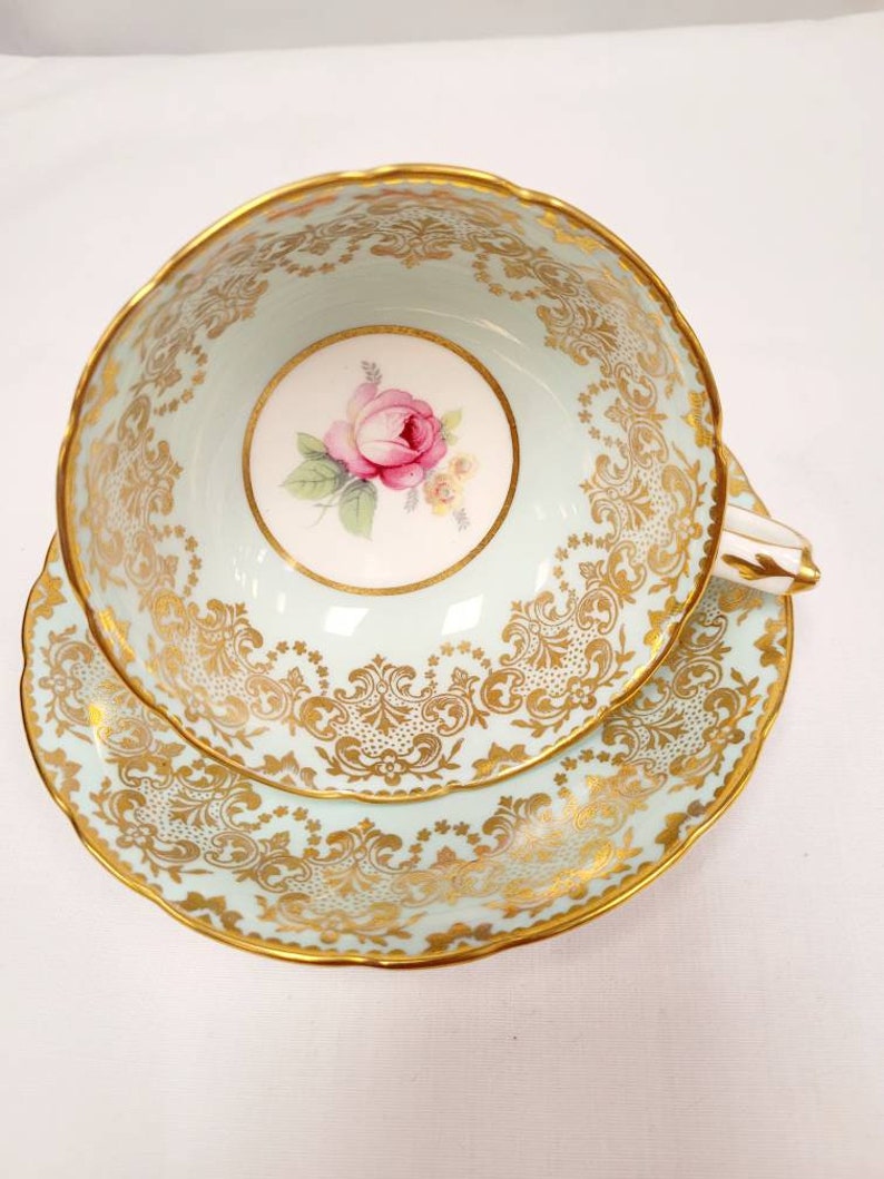 PARAGON Light Blue Floating Roses Teacup and Saucer Set RARE - Etsy