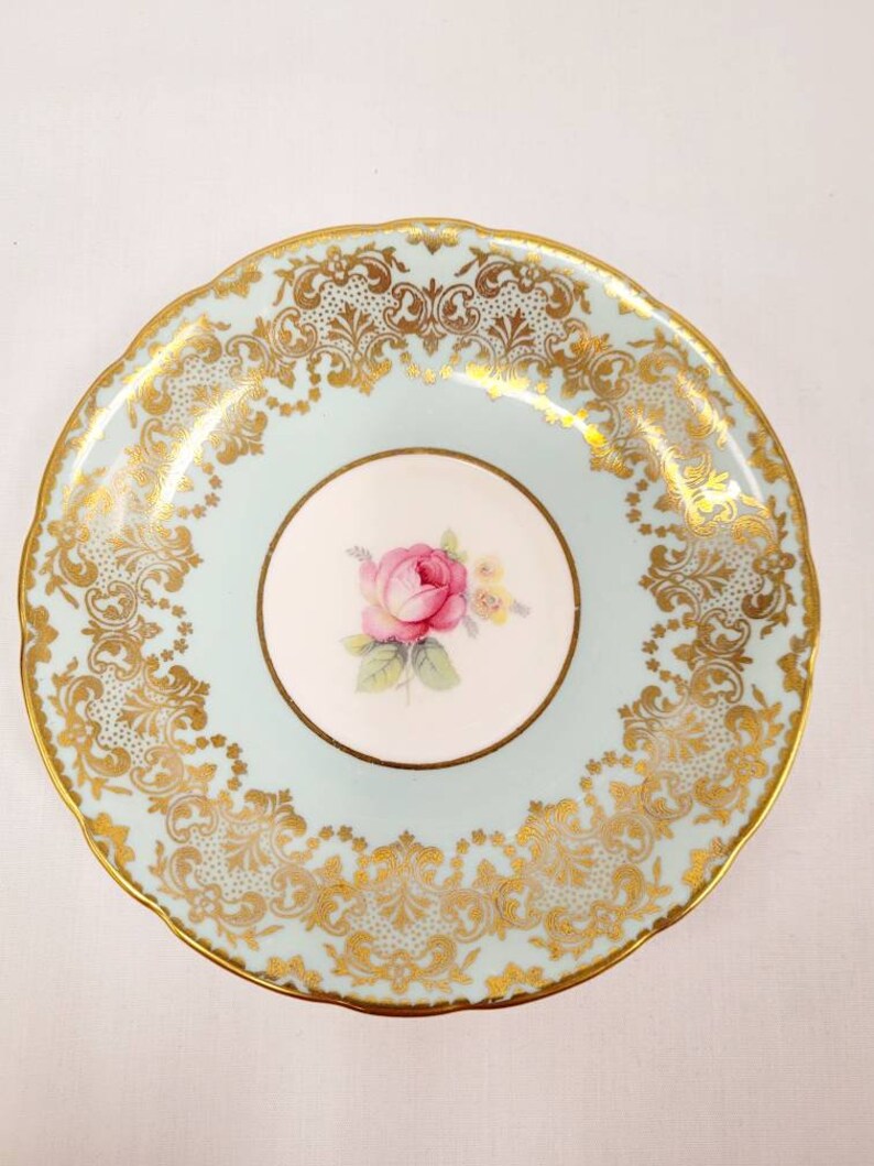 PARAGON Light Blue Floating Roses Teacup and Saucer Set RARE - Etsy