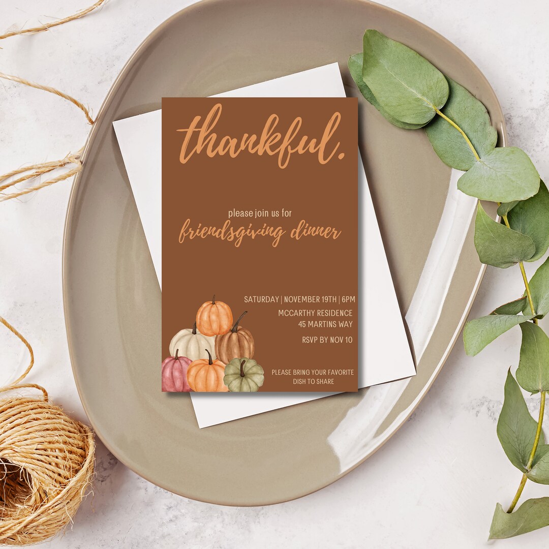 Digital Friendsgiving Invite, Editable Friendsgiving Invite, Thankful ...