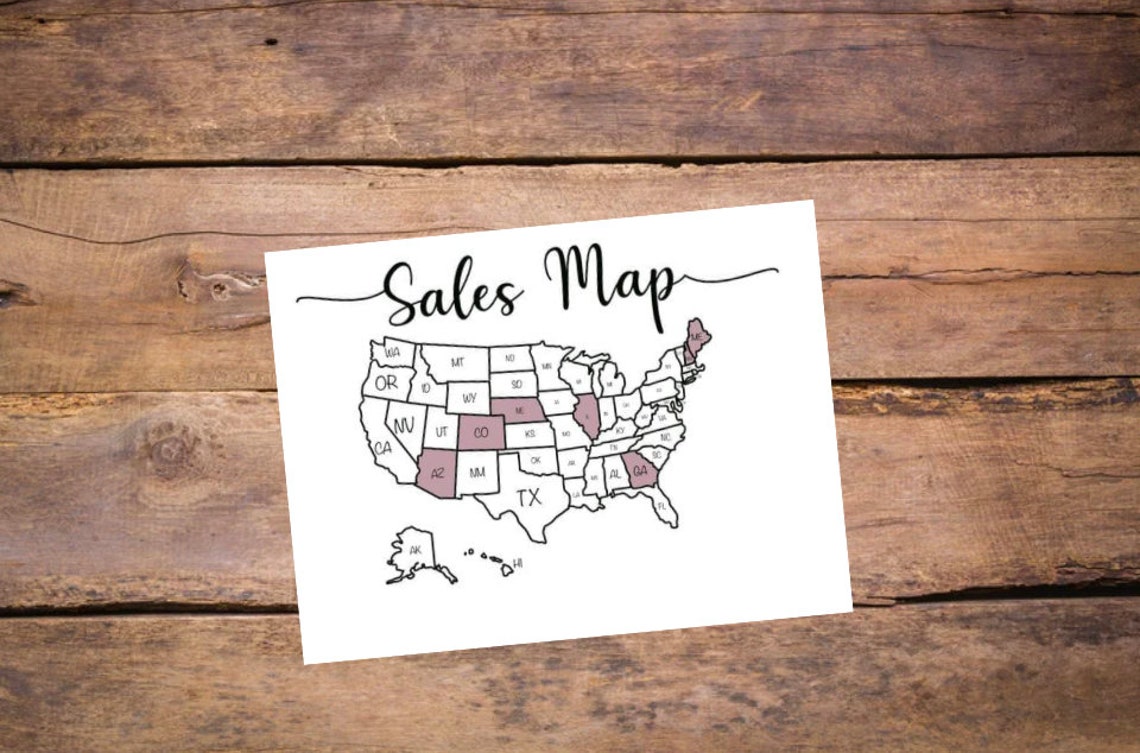Sales Map, Small Business Sales Map Tracker, Printable Map, Sales ...