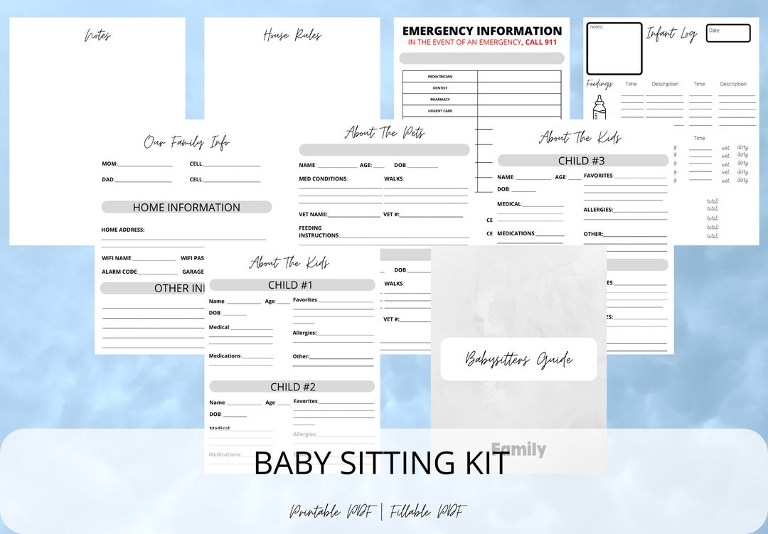 Babysitting Information Sheet, Newborn Tracking Sheet,babysitting Kit ...