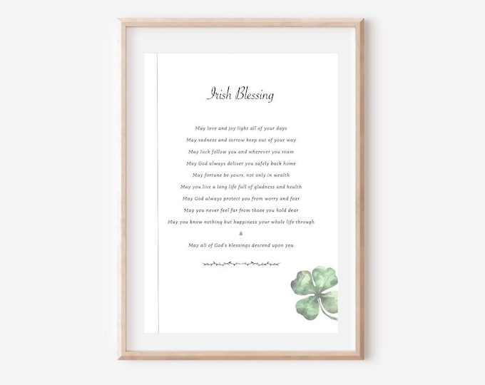 Irish Blessing Poem PRINTABLE Wedding New Home Print Religious Blessing ...