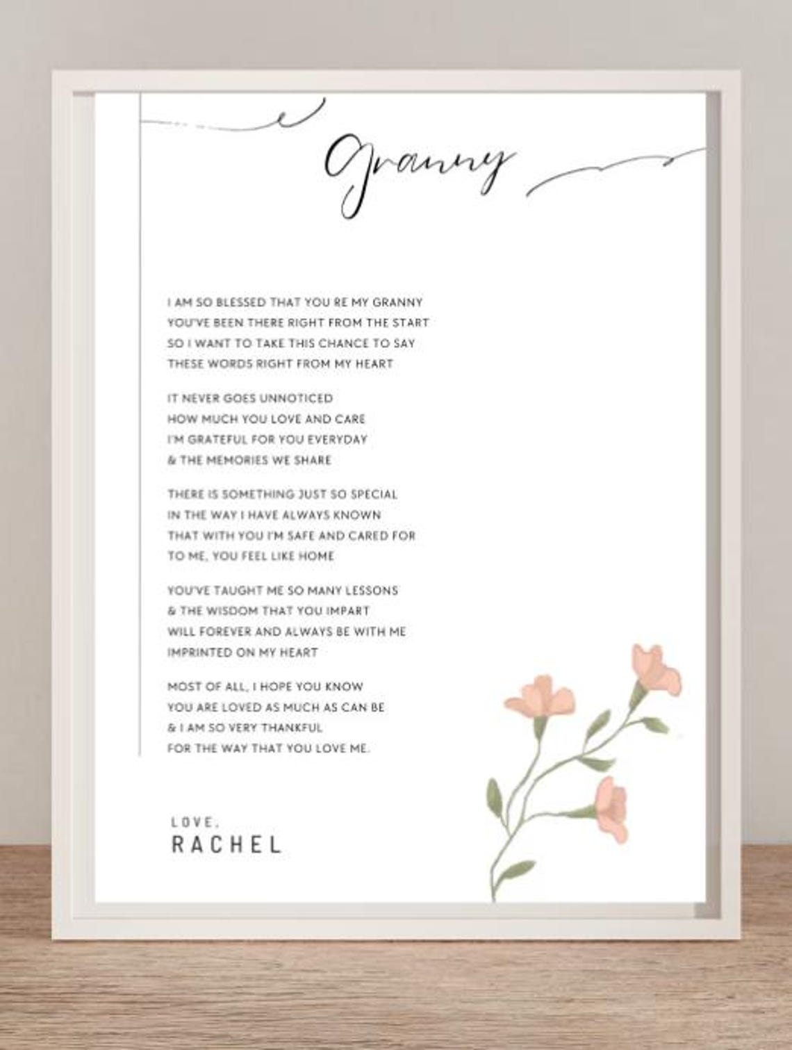 Personalised Grandmother Poem Digital Printable, Grandmother Gift ...