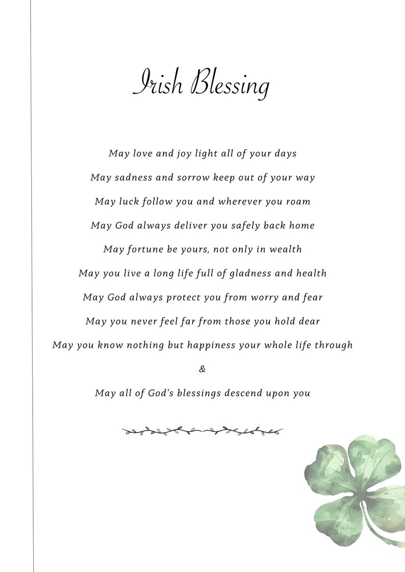 Irish Blessing Poem Print A4 Physical Print Wedding New Home Print ...