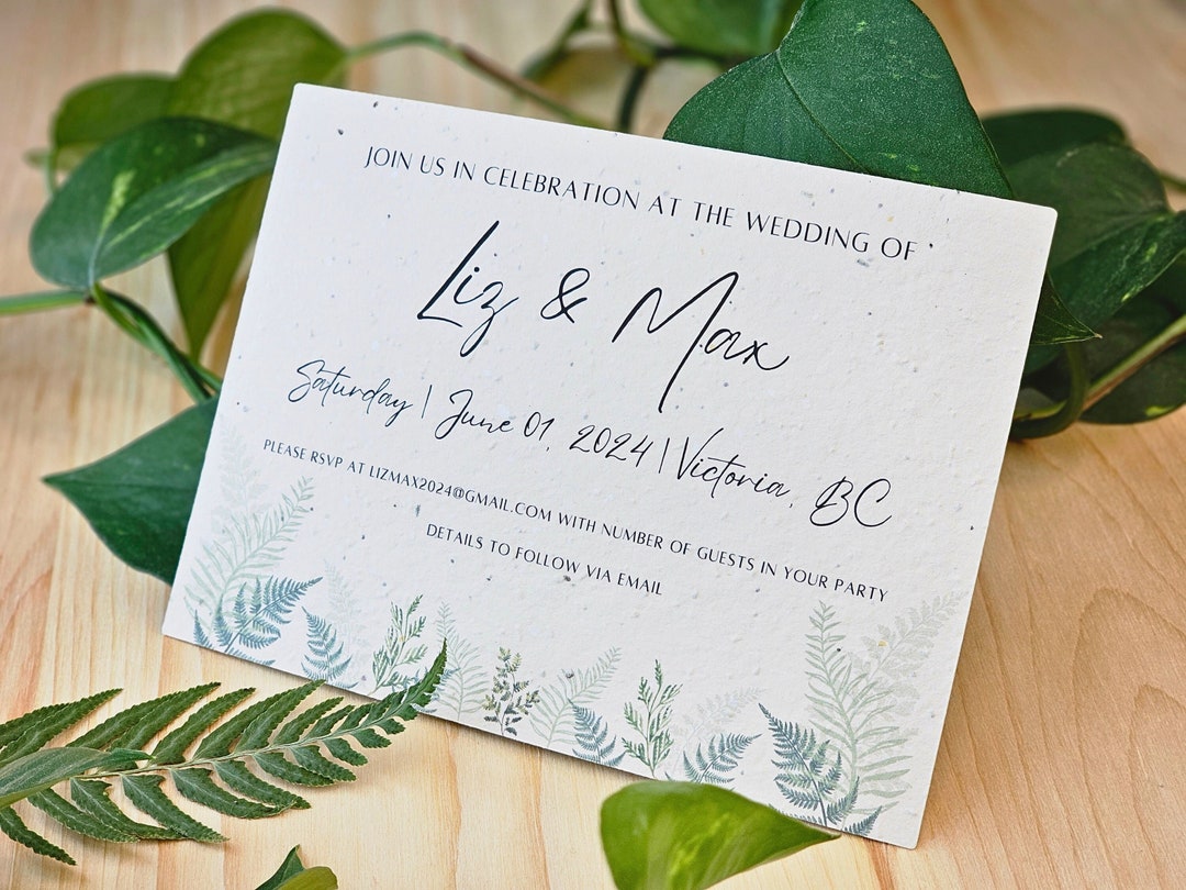 Seed Paper Wedding Invitation Card Seed Paper Invitation Plantable ...