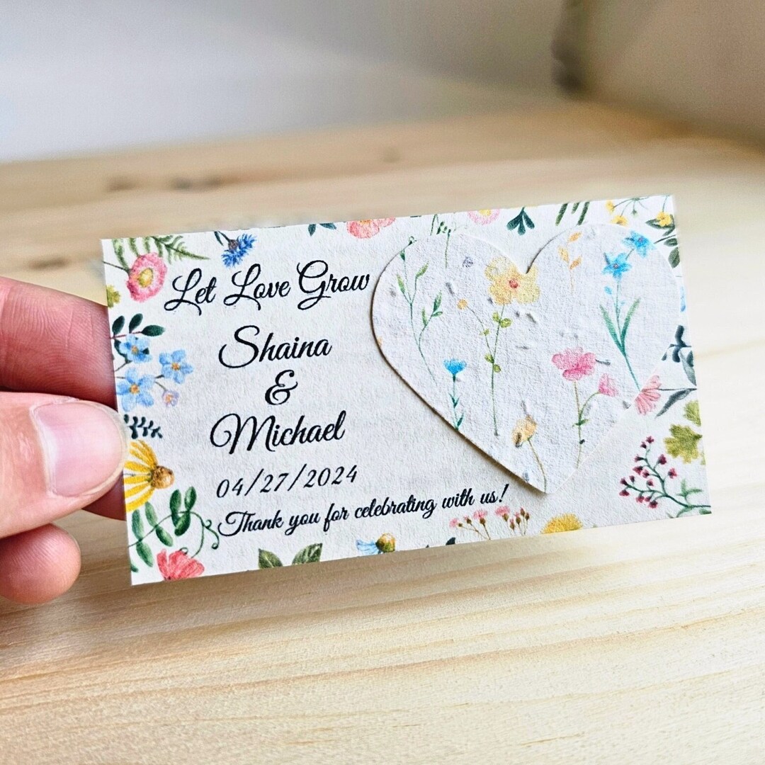Plantable Wedding Favor Seed Paper Heart Favor Bulk Seed Wedding Favor ...