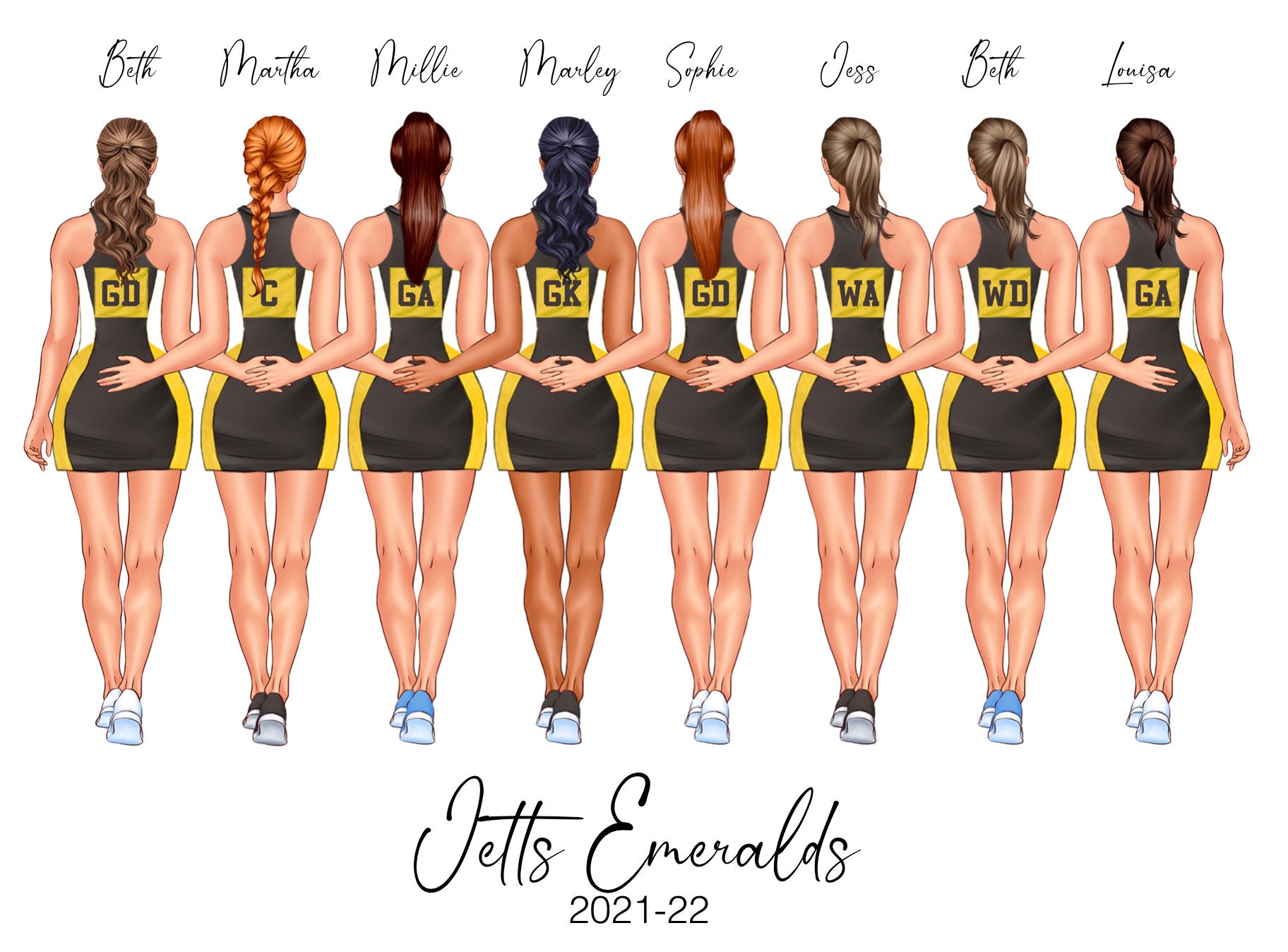 Personalised Netball Team Illustration DIGITAL ONLY - Etsy
