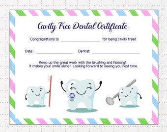 Cavity Free Certificate - Etsy Australia