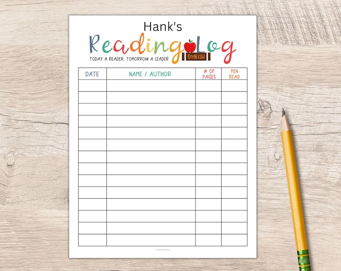 Student Reading Log Printable | Daily Reading Journal Log | Track Books ...