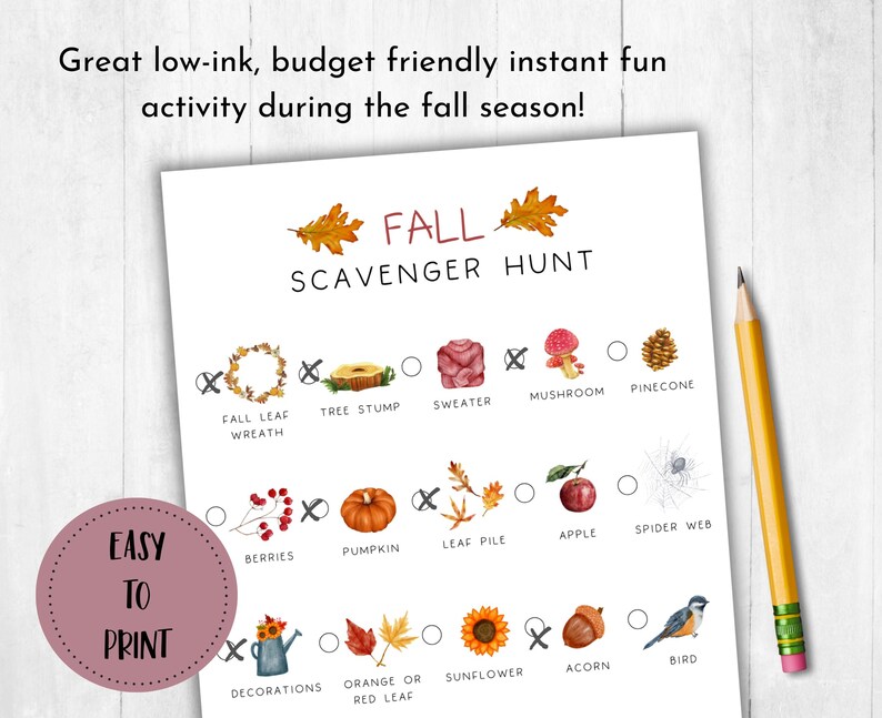 Fall Scavenger Hunt Printable | Autumn Outdoor Activity | Neighborhood ...