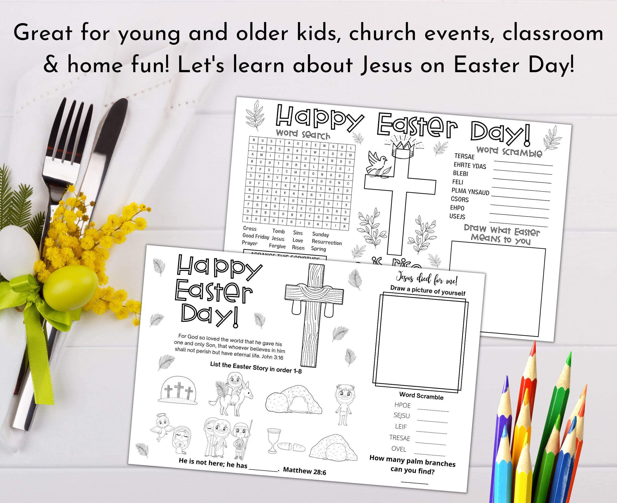 Christian Easter Placemat Activities Easter Placemat - Etsy