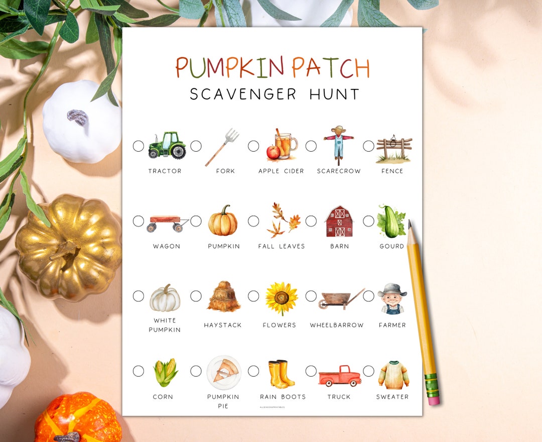 Pumpkin Patch Scavenger Hunt | Fall Scavenger Hunt | Daycare Preschool ...