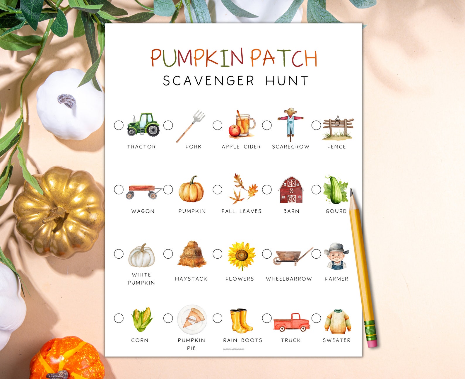 Pumpkin Patch Scavenger Hunt Fall Scavenger Hunt Daycare - Etsy