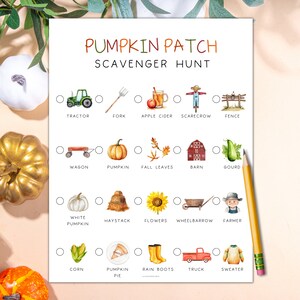 Pumpkin Patch Scavenger Hunt | Fall Scavenger Hunt | Daycare Preschool ...