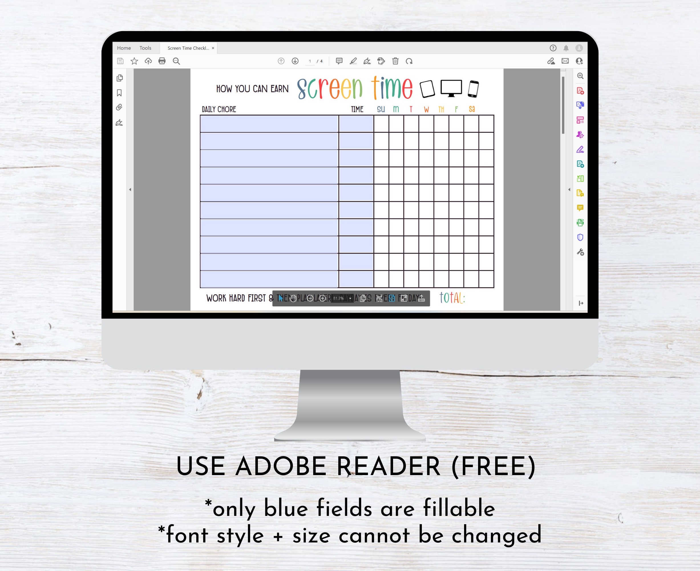 Editable Screen Time Checklist | How to Earn Screen Time Chart | Daily ...