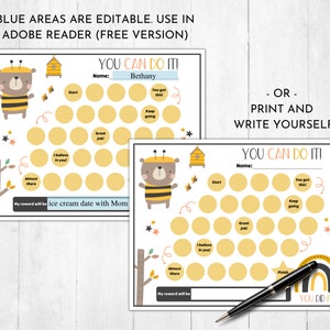 Reward Chart for Kids | Editable Reward Chart Bear and Bees ...