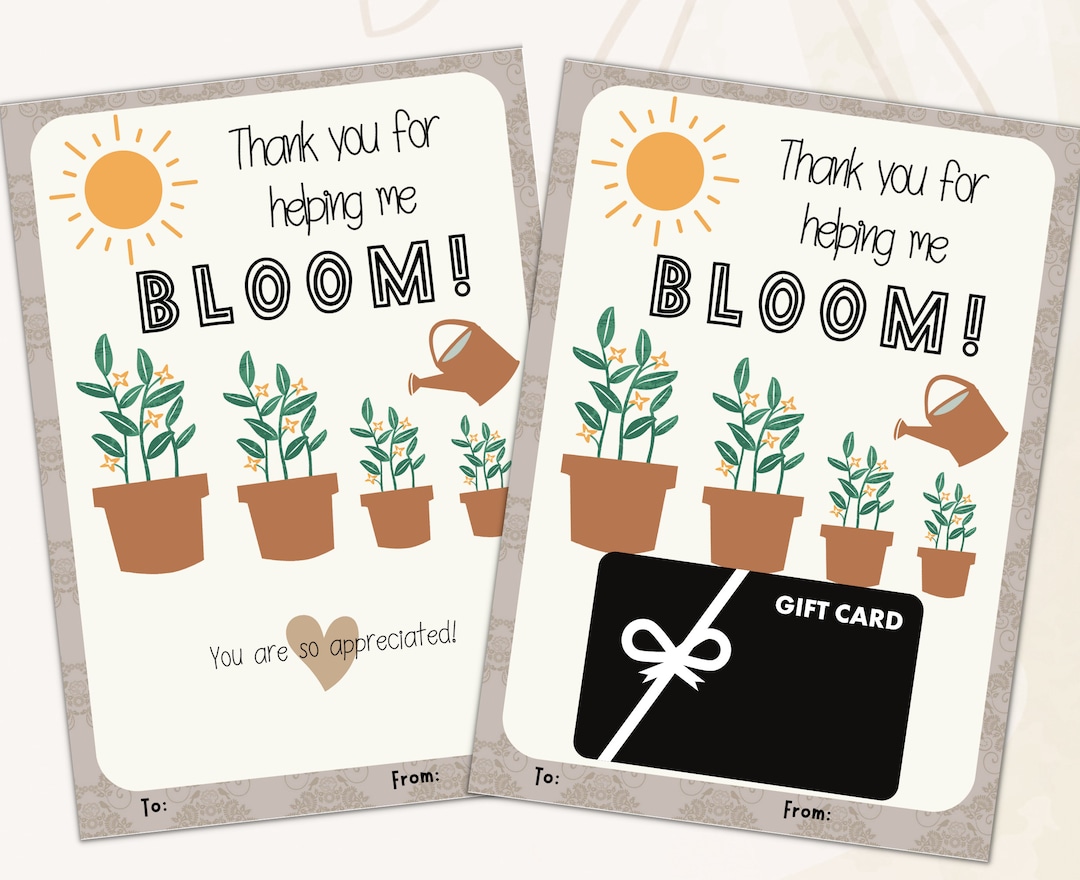 Thank You for Helping Me Bloom Teacher Appreciation Gift Card Holder ...