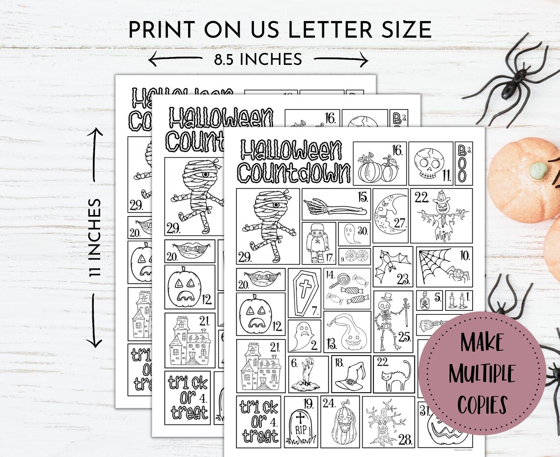 Halloween Countdown Printable Halloween Advent Calendar - Etsy