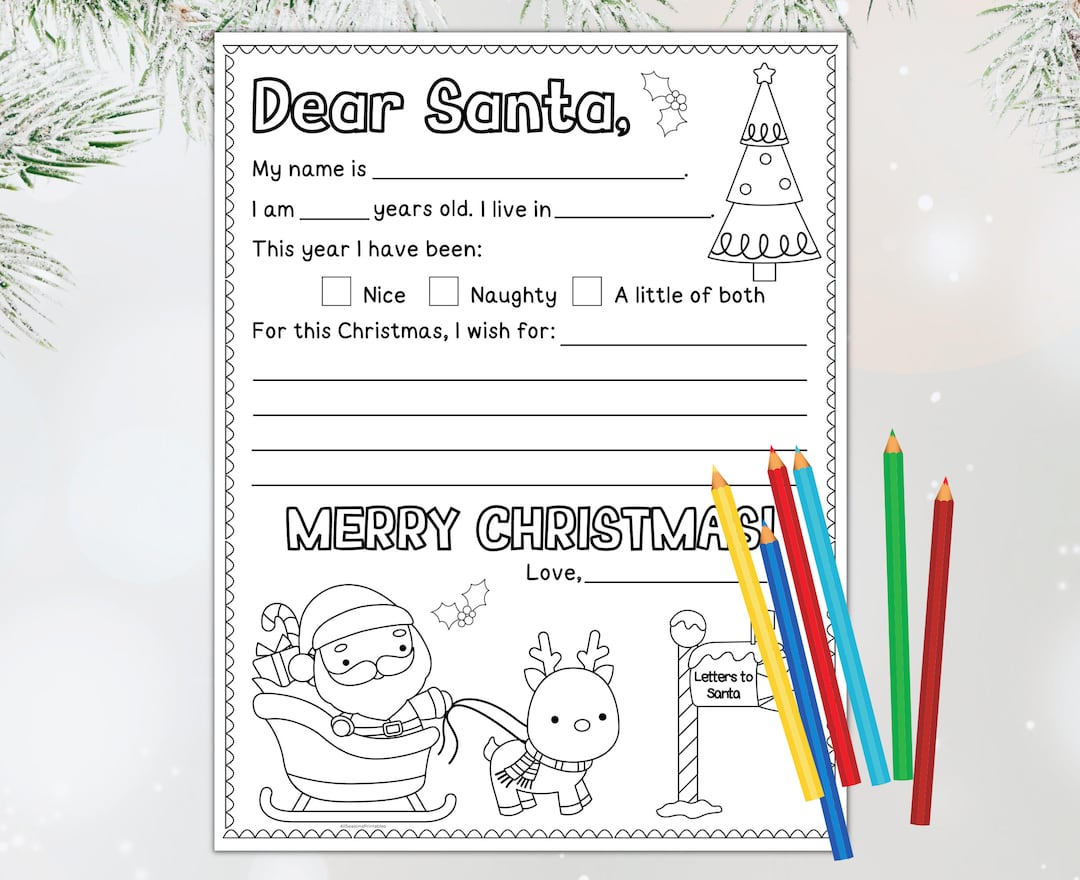 Letter to Santa Coloring Page | Printable Dear Santa Letter | Kids ...