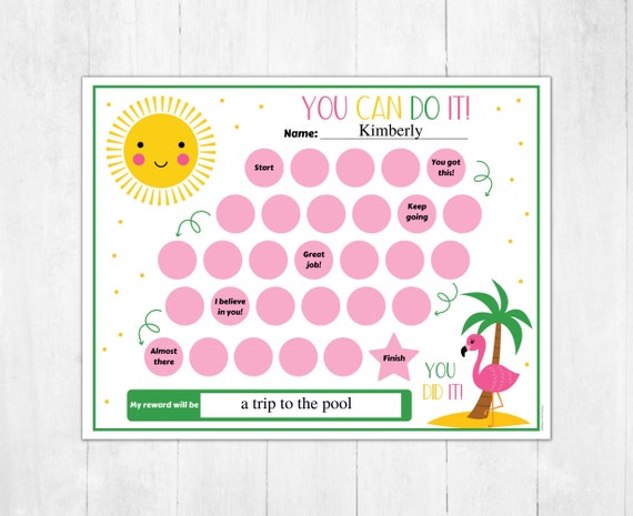 Summer Flamingo Reward Chart for Kids Editable Reward Chart - Etsy