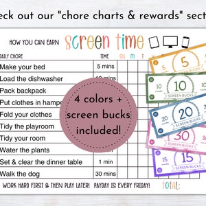 How to Earn Money Chore Chart | Allowance Chore Chart for Kids | Chore ...