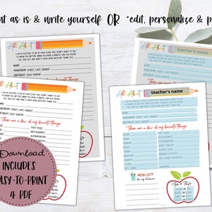 Teacher Survey | Teacher Favorites Survey | All About My Teacher ...