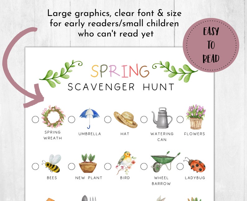 Spring Scavenger Hunt Printable Spring Printable for Kids - Etsy