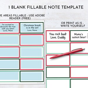 Christmas Lunch Box Notes for Kids | Winter Lunchbox Notes | Christmas ...