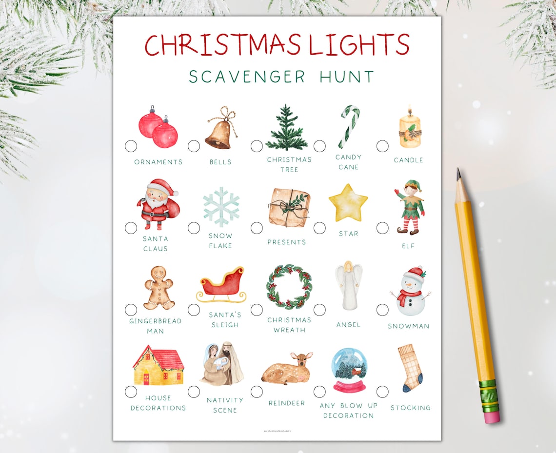 Christmas Lights Scavenger Hunt Holiday Scavenger Hunt - Etsy