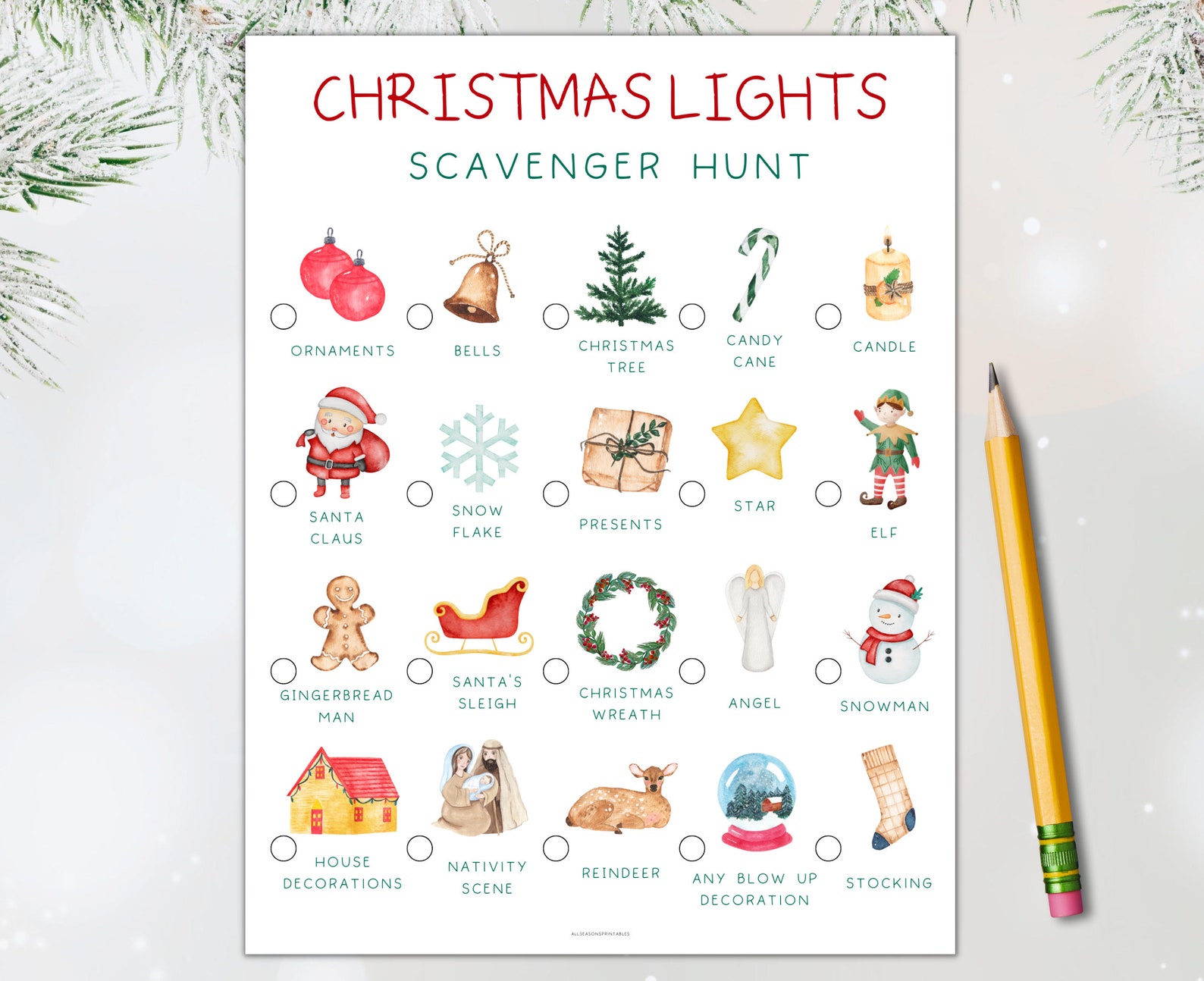 Christmas Lights Scavenger Hunt Holiday Scavenger Hunt - Etsy