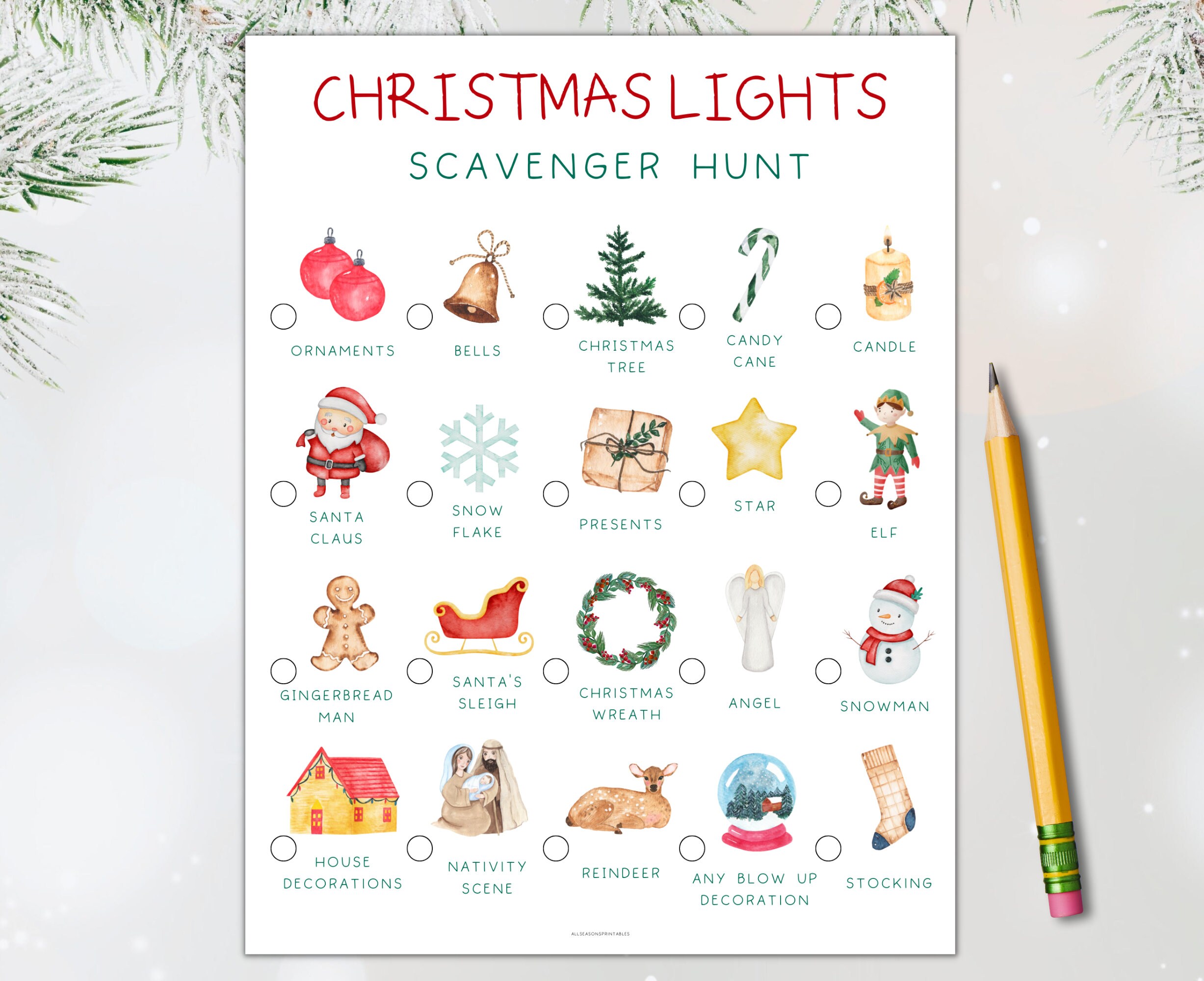 Christmas Lights Scavenger Hunt Holiday Scavenger Hunt - Etsy