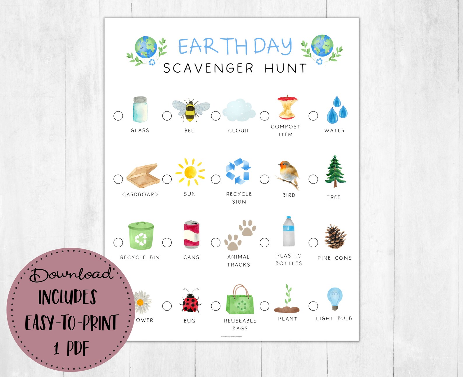 Earth Day Scavenger Hunt Printable | Earth Day Kids Activity Sheet ...