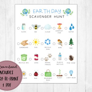 Earth Day Scavenger Hunt Printable | Earth Day Kids Activity Sheet ...