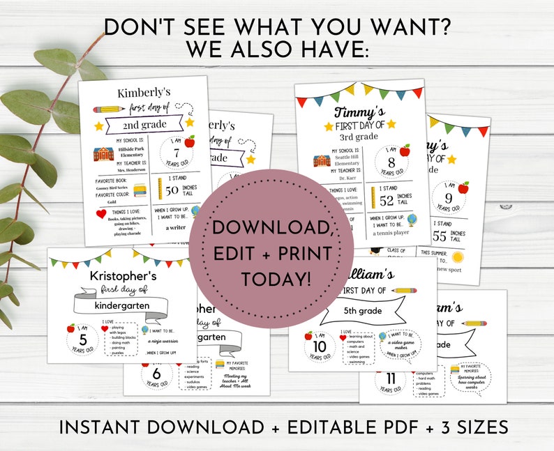 First Day of School Questionnaire Back to School Questions - Etsy