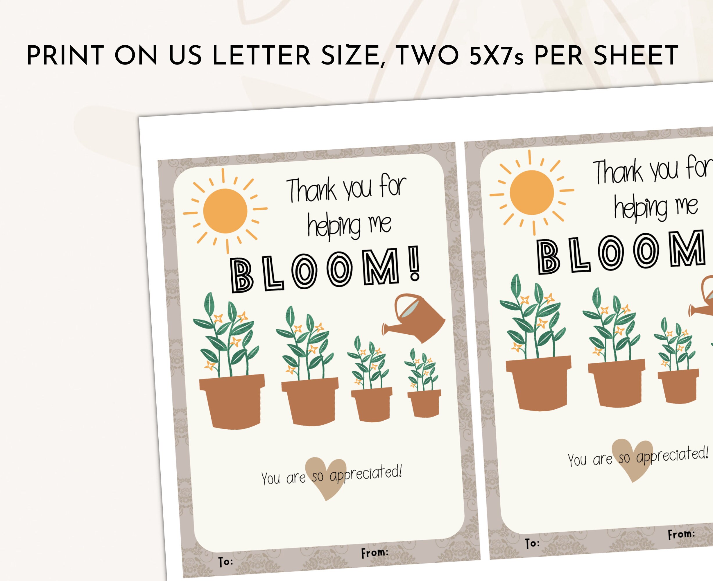 Thank You for Helping Me Bloom Teacher Appreciation Gift Card - Etsy