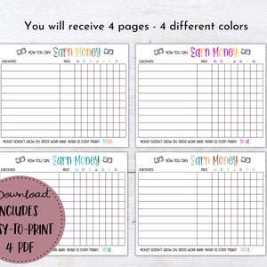 How to Earn Money Chore Chart | Allowance Chore Chart for Kids | Chore ...