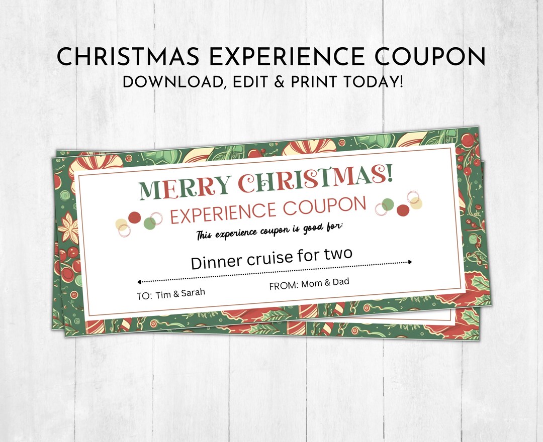 Christmas Experience Coupon Printable | Editable Christmas Coupons ...