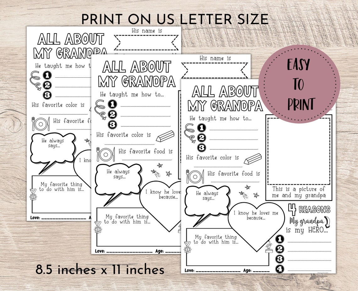 All About My Grandpa Printable | All About My Grandpa Questionnaire ...