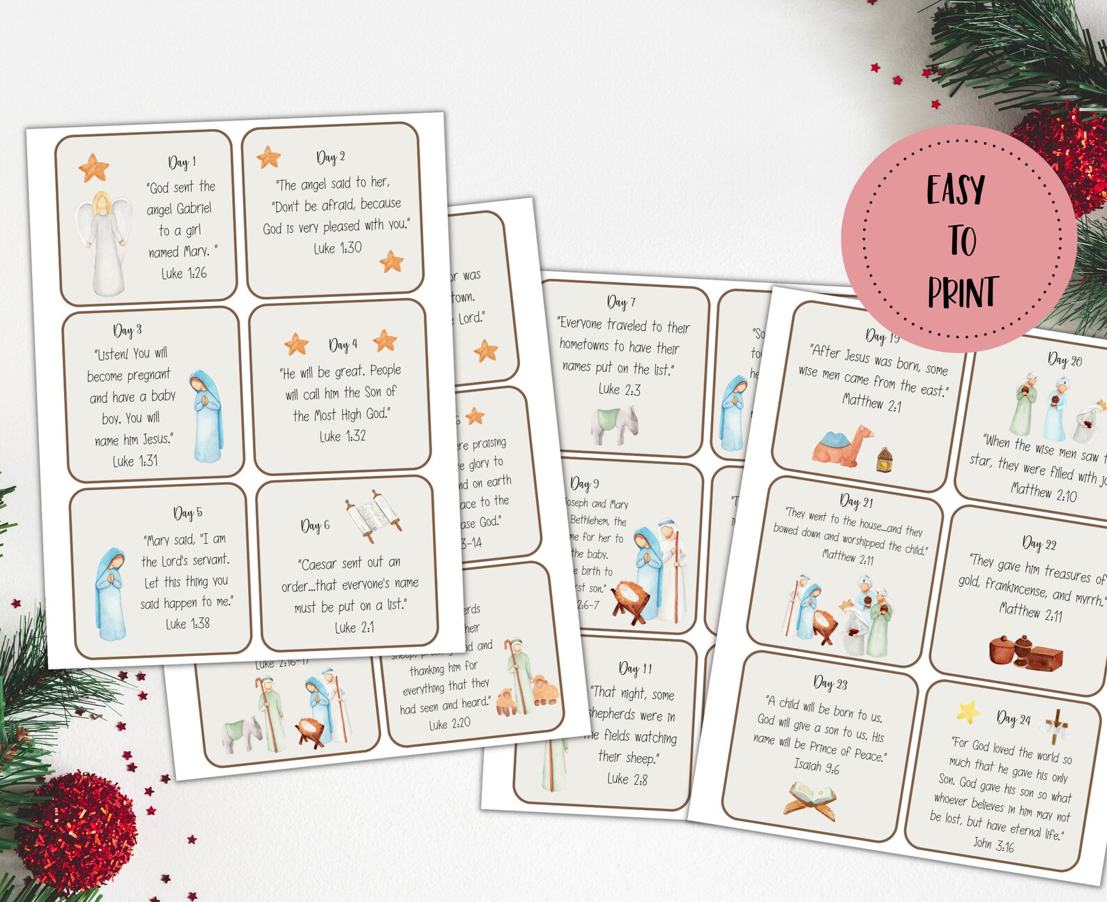 Kids Nativity Advent Calendar Printable Advent Calendar for - Etsy