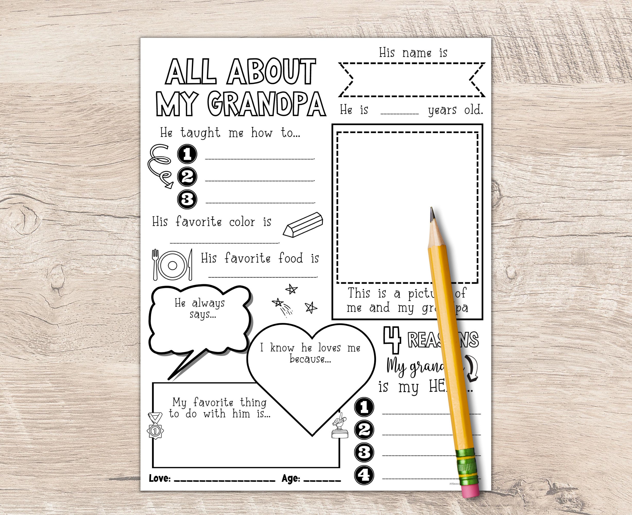 All About My Grandpa Printable All About My Grandpa - Etsy