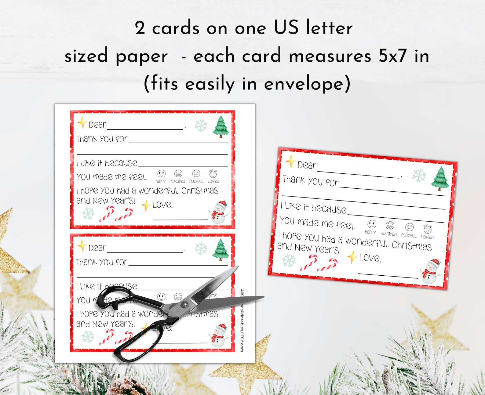 Kids Christmas Thank You Card Template, Fill in the Blank Thank You ...