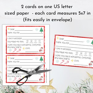 Kids Christmas Thank You Card Template, Fill in the Blank Thank You ...