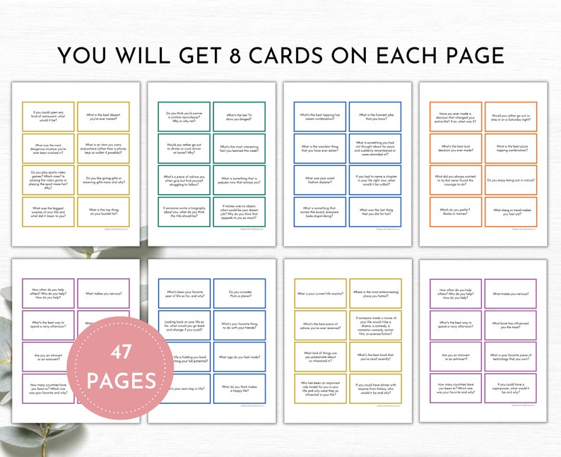 200 Conversation Starters Printable Conversation Cards Get - Etsy 200 Conversation Starters Printable Conversation Cards Get - Etsy